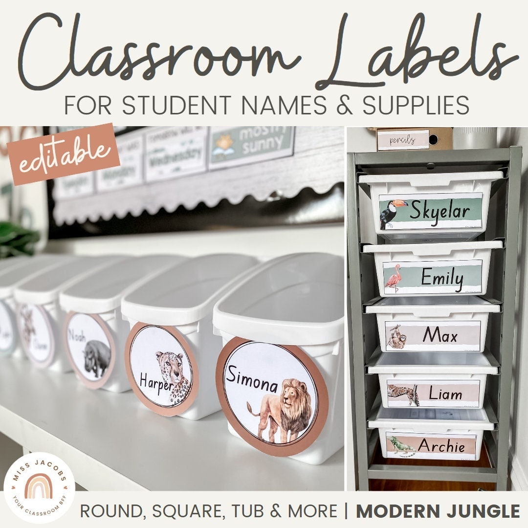 Classroom Labels Bundle | Modern Jungle | Editable Classroom Decor - Etsy