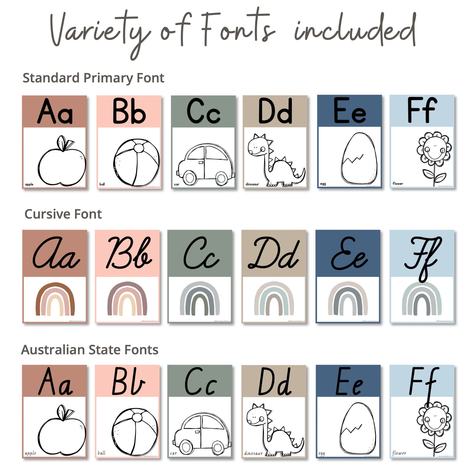 BOHO RAINBOW Alphabet Posters Editable Neutral Rainbow | Etsy