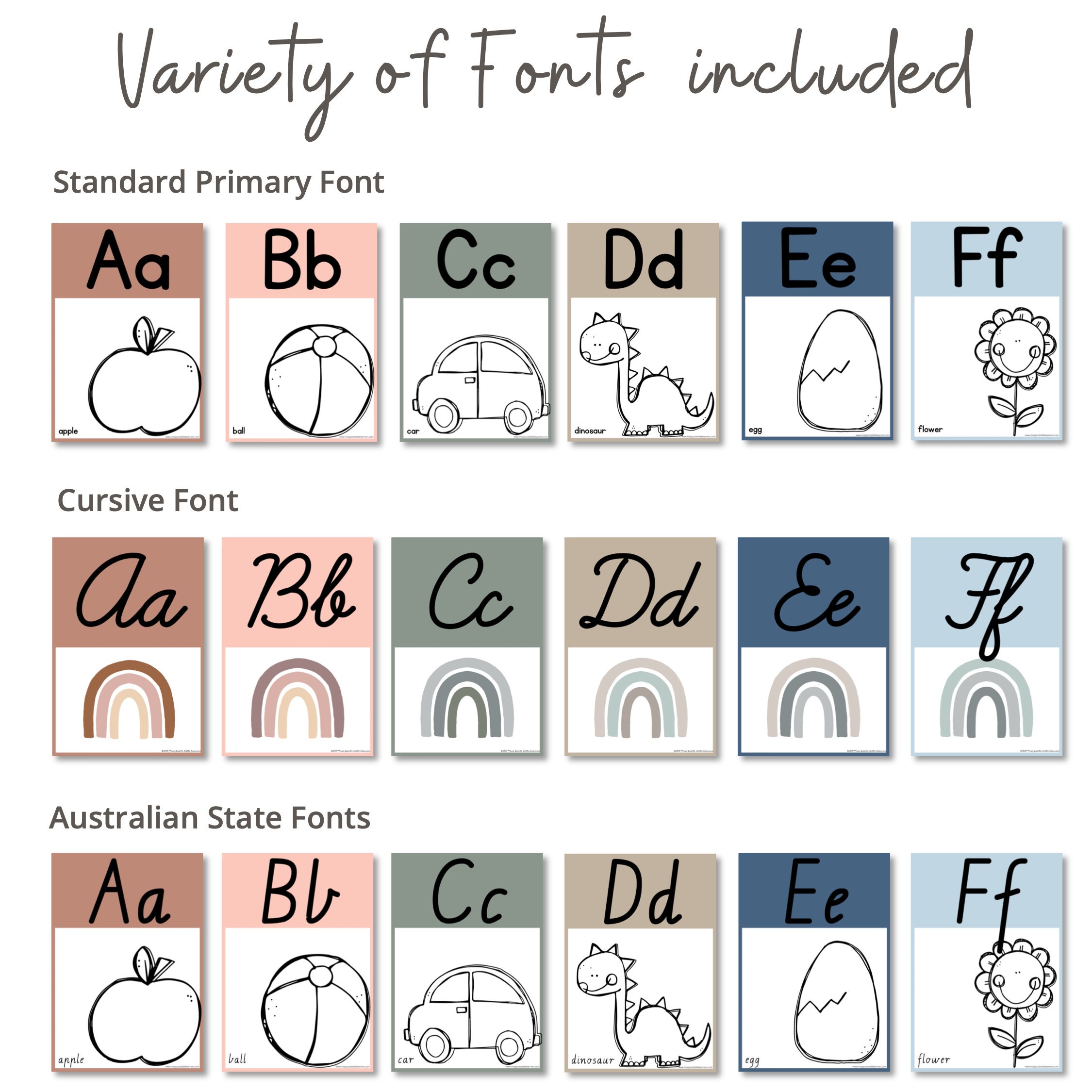 BOHO RAINBOW Alphabet Posters Editable Neutral Rainbow | Etsy