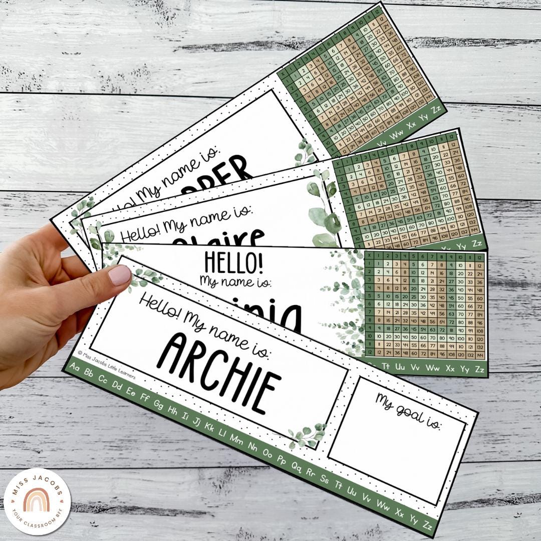 Student Desk Name Tags With Goals, Editable Farmhouse Desk Mats With ...