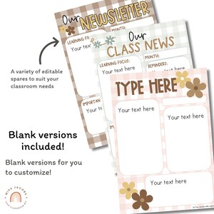Editable Classroom Newsletter Template Daisy Gingham Neutrals Classroom ...