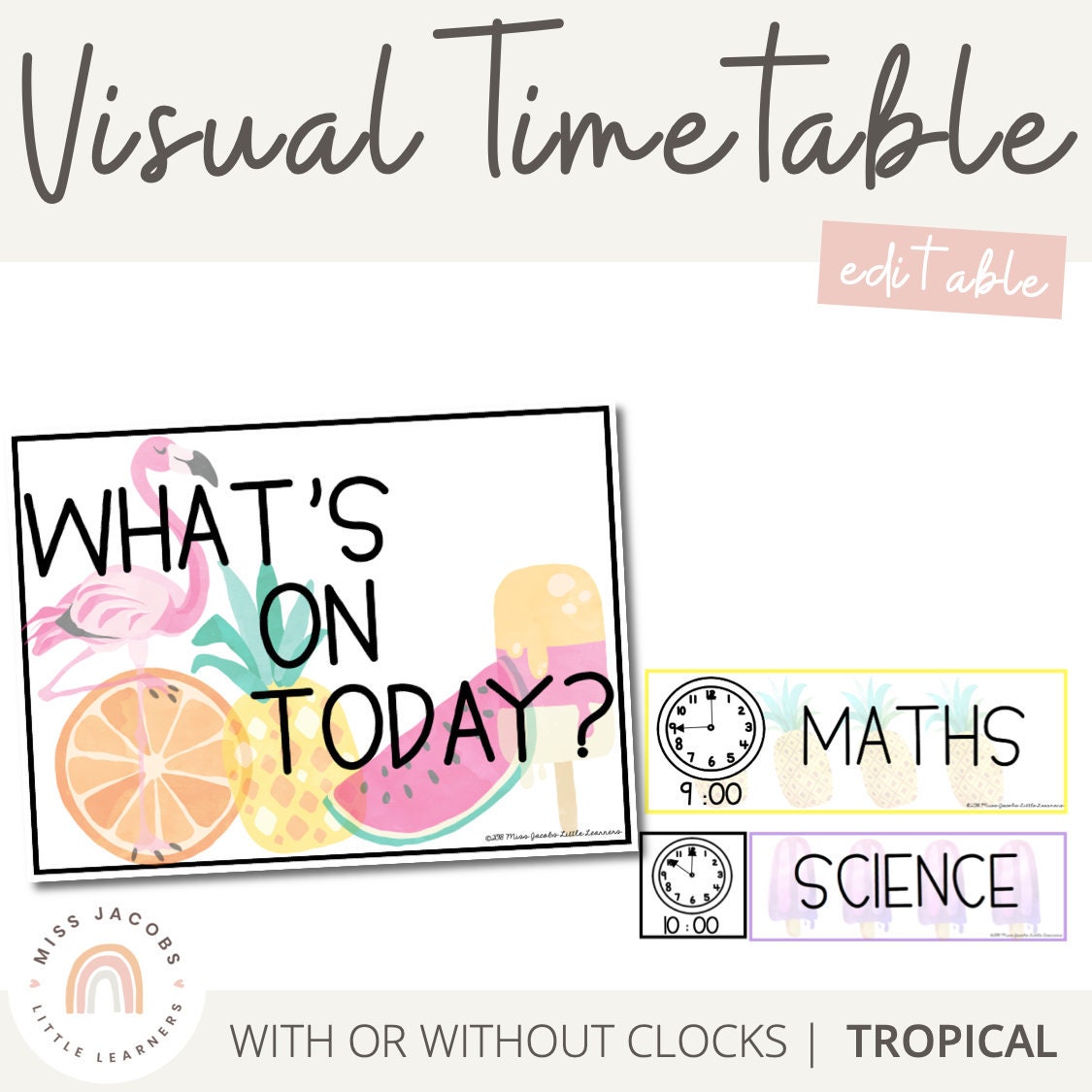 Tropical Visual Schedule, Editable Daily Routine Cards for Kids ...