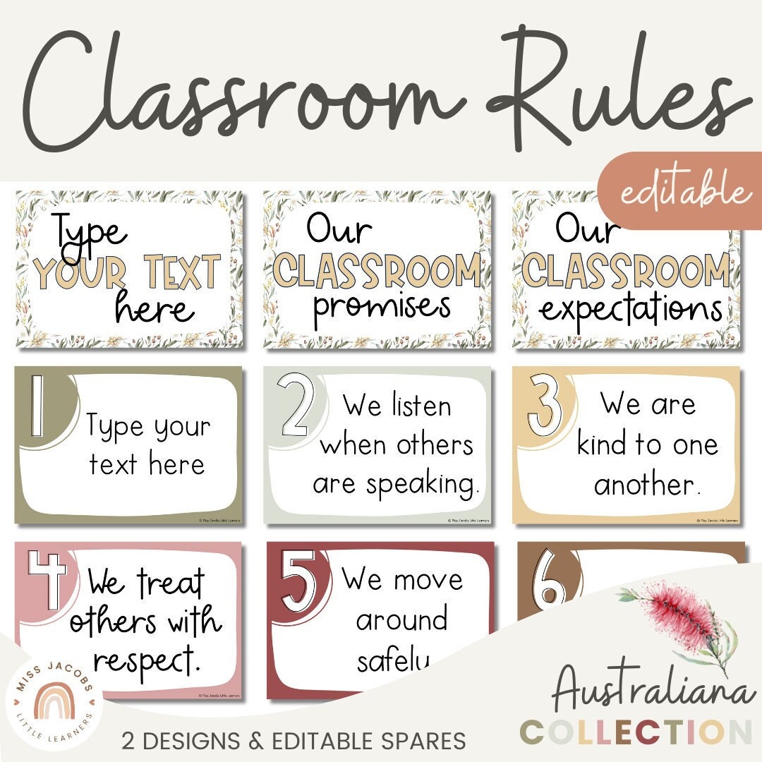 Classroom Rules Posters for Classroom Management Australiana Classroom ...