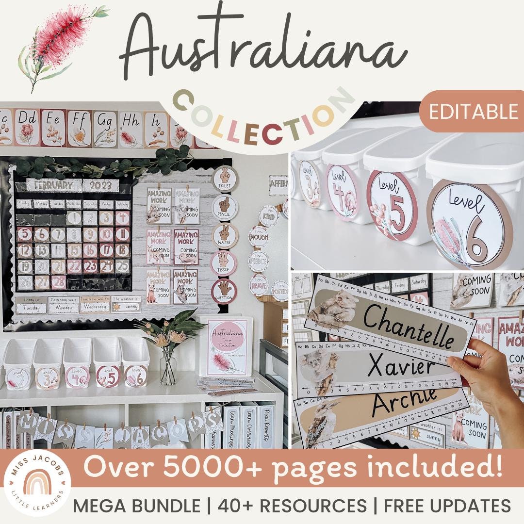 AUSTRALIANA Classroom Decor Bundle | Australian Animals and Native ...