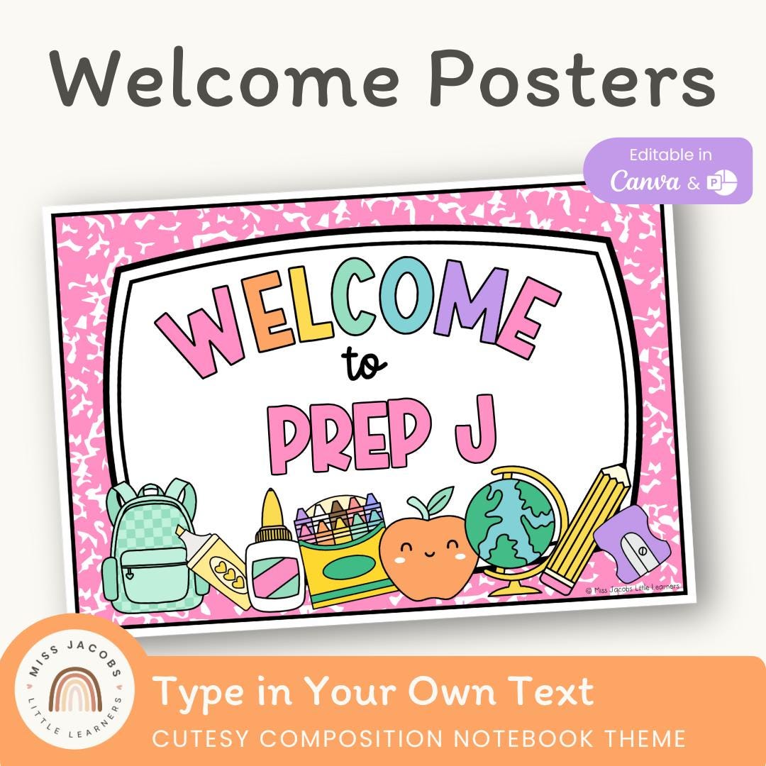 Cutesy Welcome Sign for Classroom, Printable Welcome Posters, Editable ...