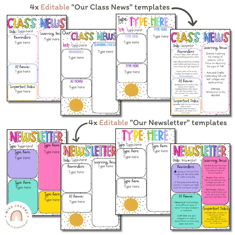 Classroom Newsletter Templates | Editable | Spotty Brights Classroom ...