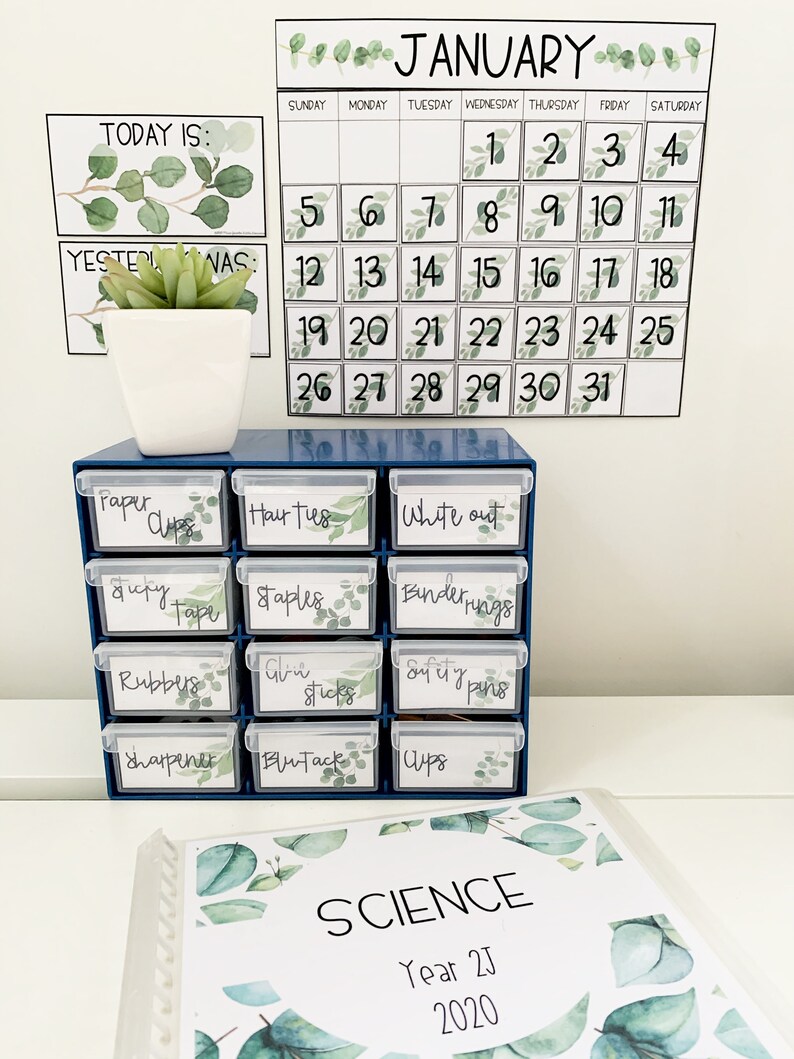 BOTANICAL Classroom Calendar and Weather Display Modern | Etsy