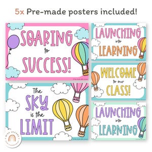 Hot Air Balloon Door Display, Calm Pastel Back to School Editable Door ...