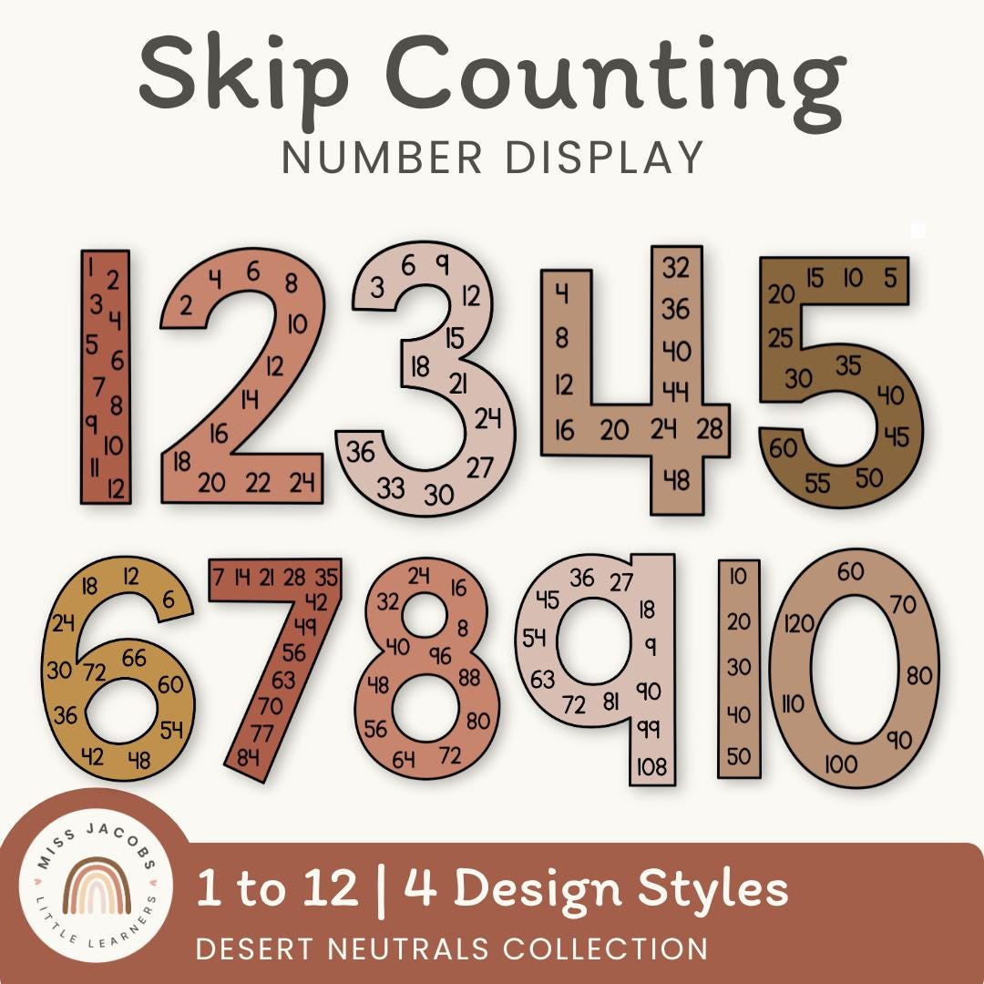 DESERT NEUTRAL Skip Counting Large Number Display | Boho Vibes ...