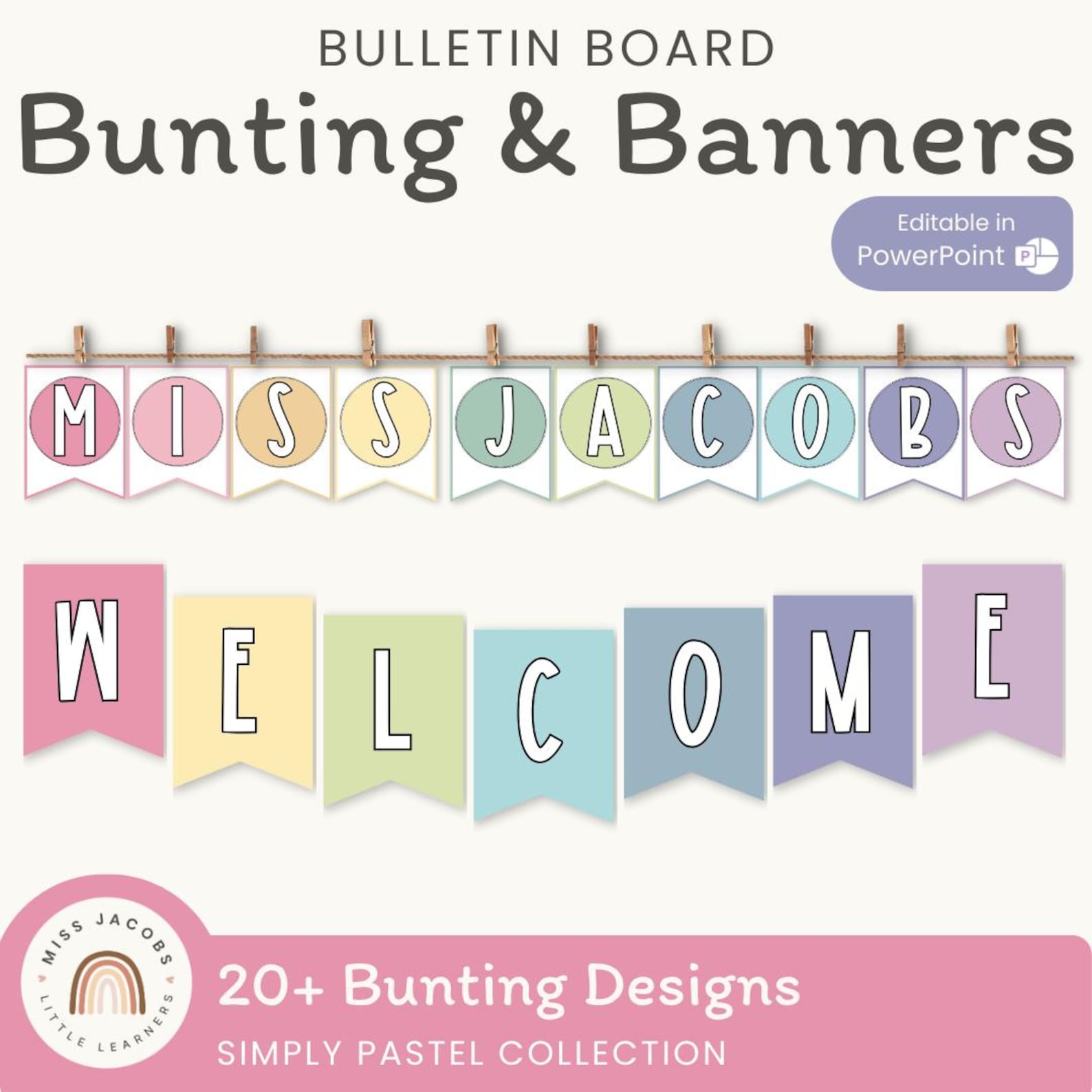 Bulletin Board Bunting | PASTELS | Editable - Etsy
