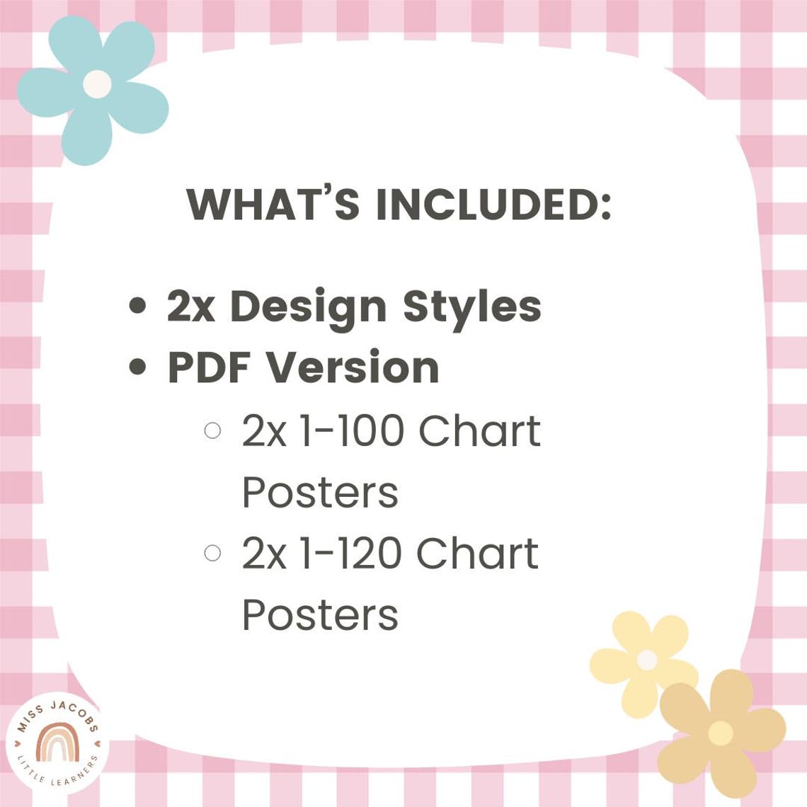 Hundreds Chart 1-120 Daisy Gingham Pastels Theme, Printable Elementary ...