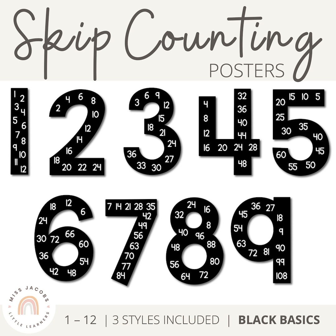 Skip Counting Large Number Display Black Basics Classroom Etsy skip-counting-large-number-display-black-basics-classroom-etsy