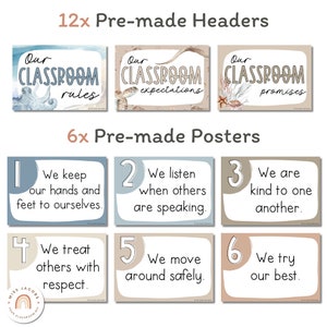 Classroom Rules Posters for Classroom Management Modern Ocean Decor ...