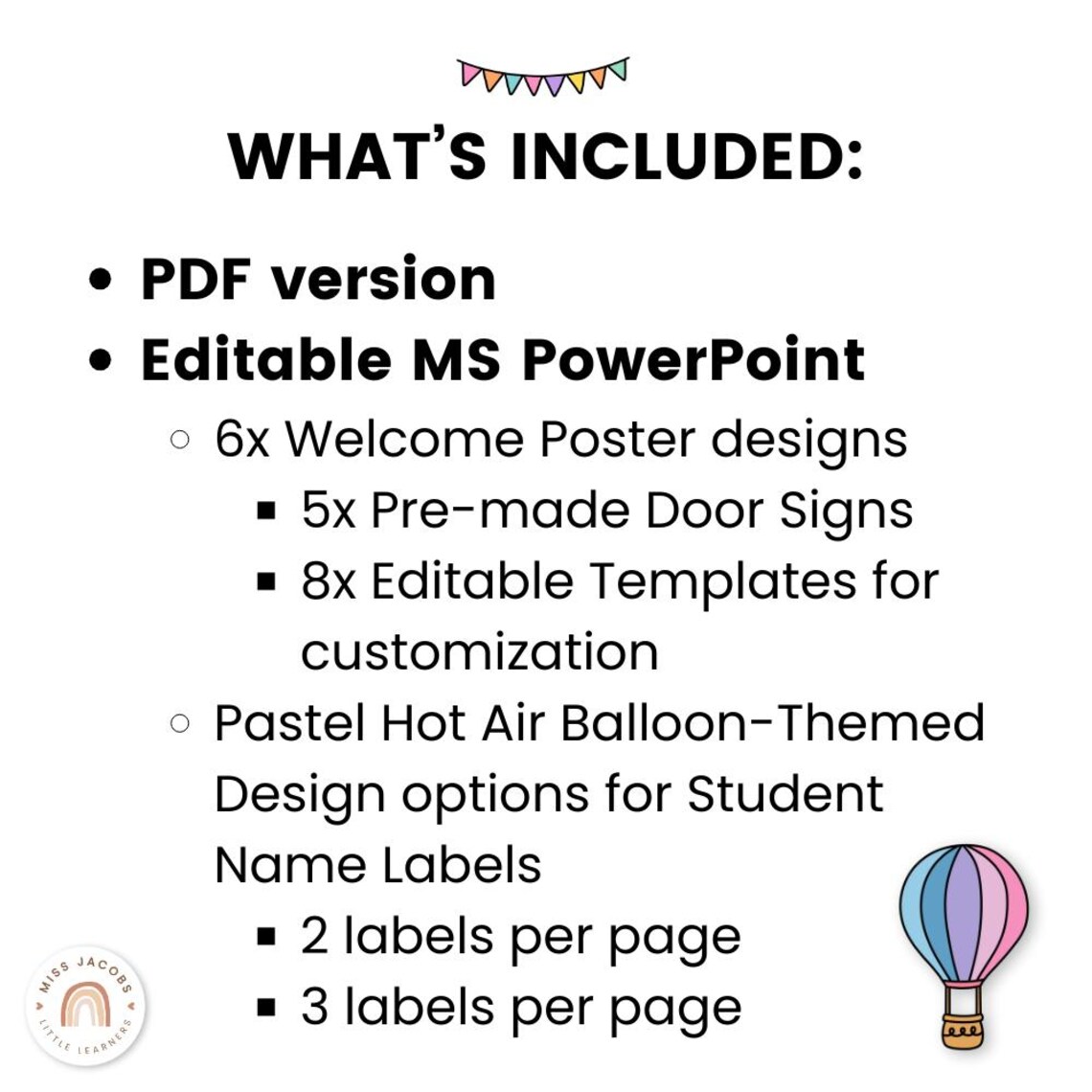 Hot Air Balloon Door Display, Calm Pastel Back to School Editable Door ...