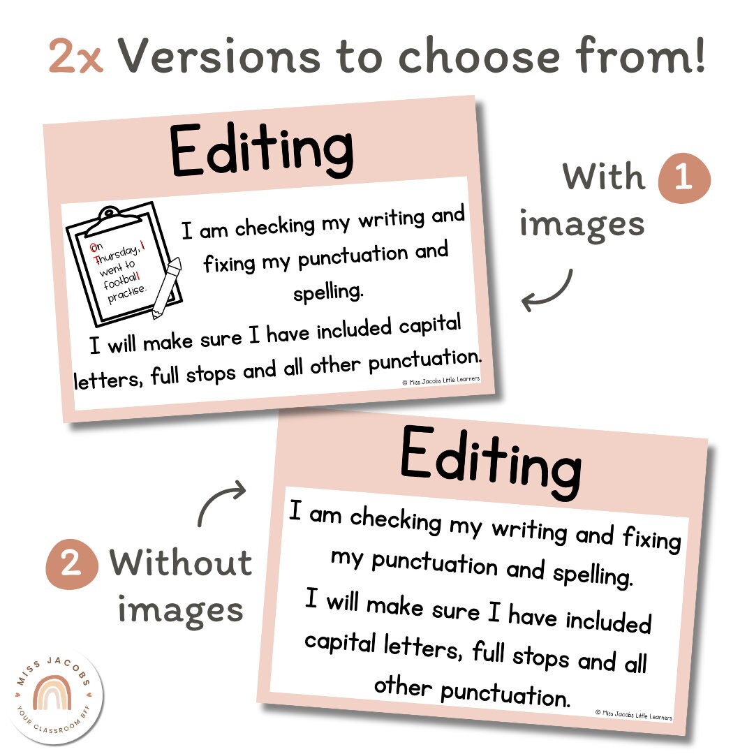 Writing Process Posters | Daisy Gingham Neutrals English Classroom ...