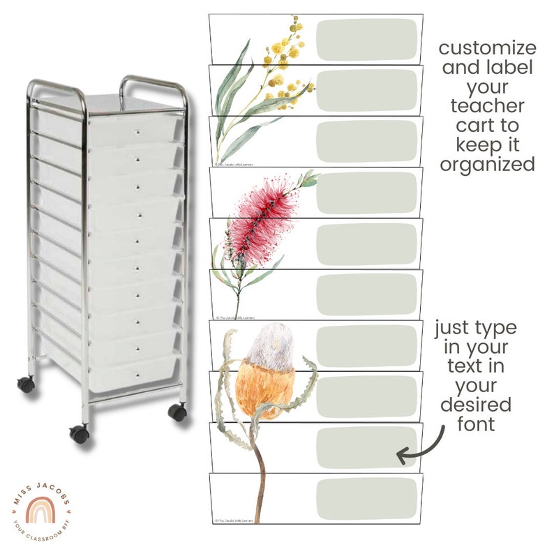 10 Drawer Cart Labels AUSTRALIANA Teacher Trolley Labels - Etsy