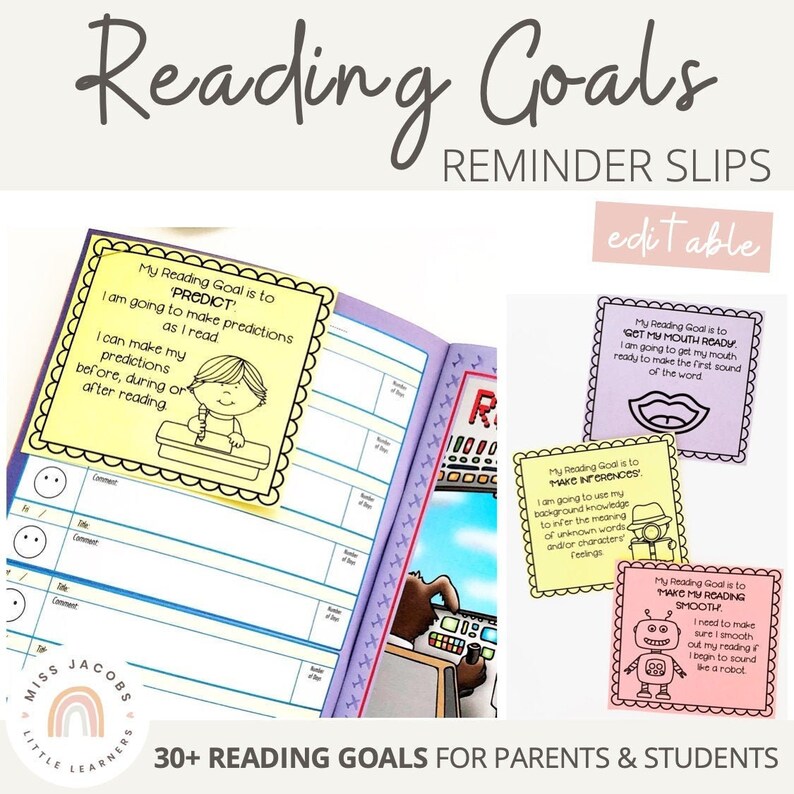 Reading Goals - Reminder Slips | Editable - Etsy