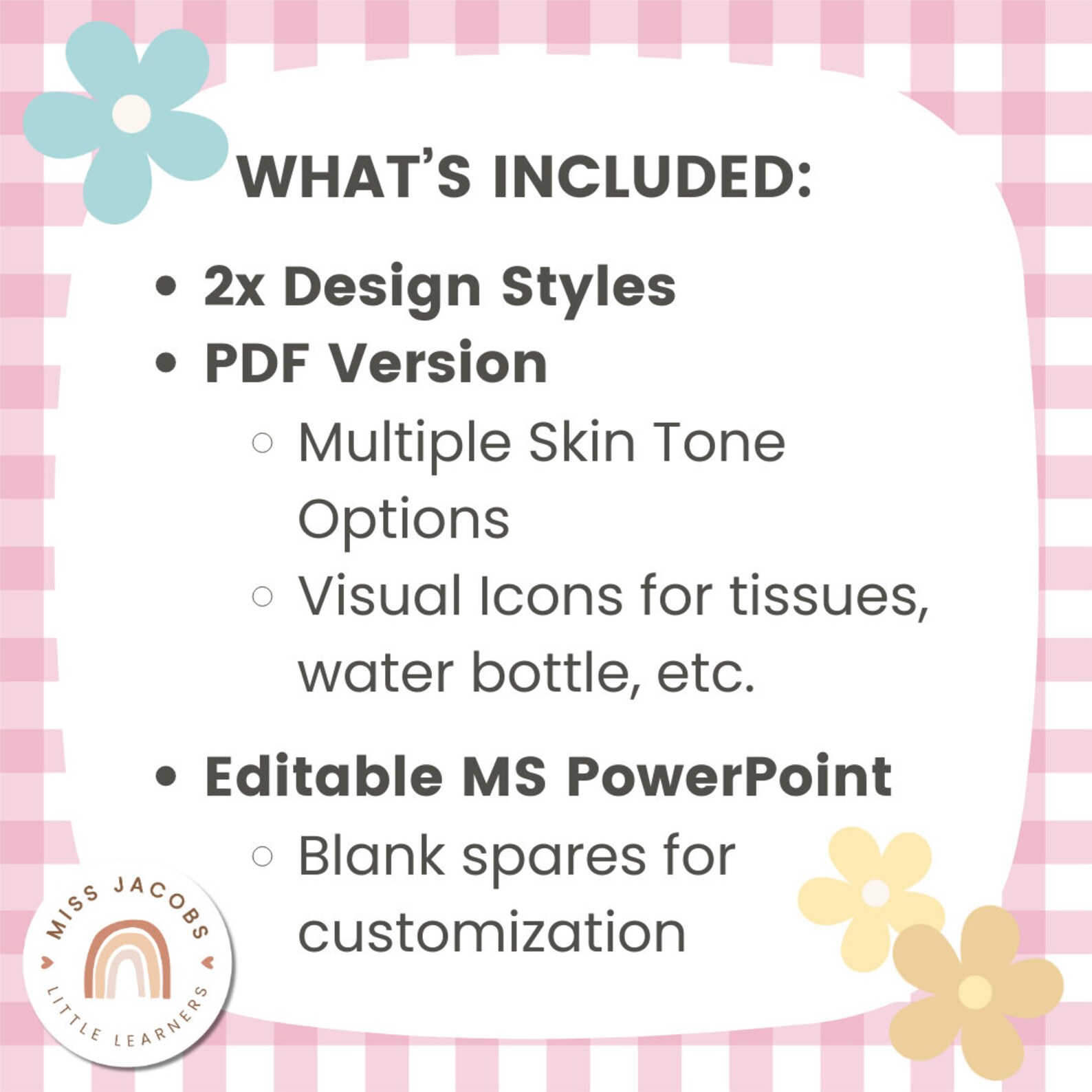 Hand Signals | Daisy Gingham Pastels Classroom Decor | Editable - Etsy