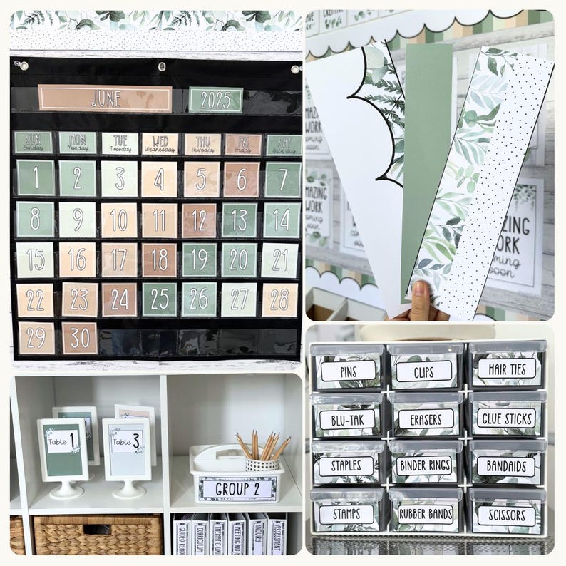 MODERN BOTANICAL Classroom Decor Bundle, Eucalyptus & Botanical Prints ...