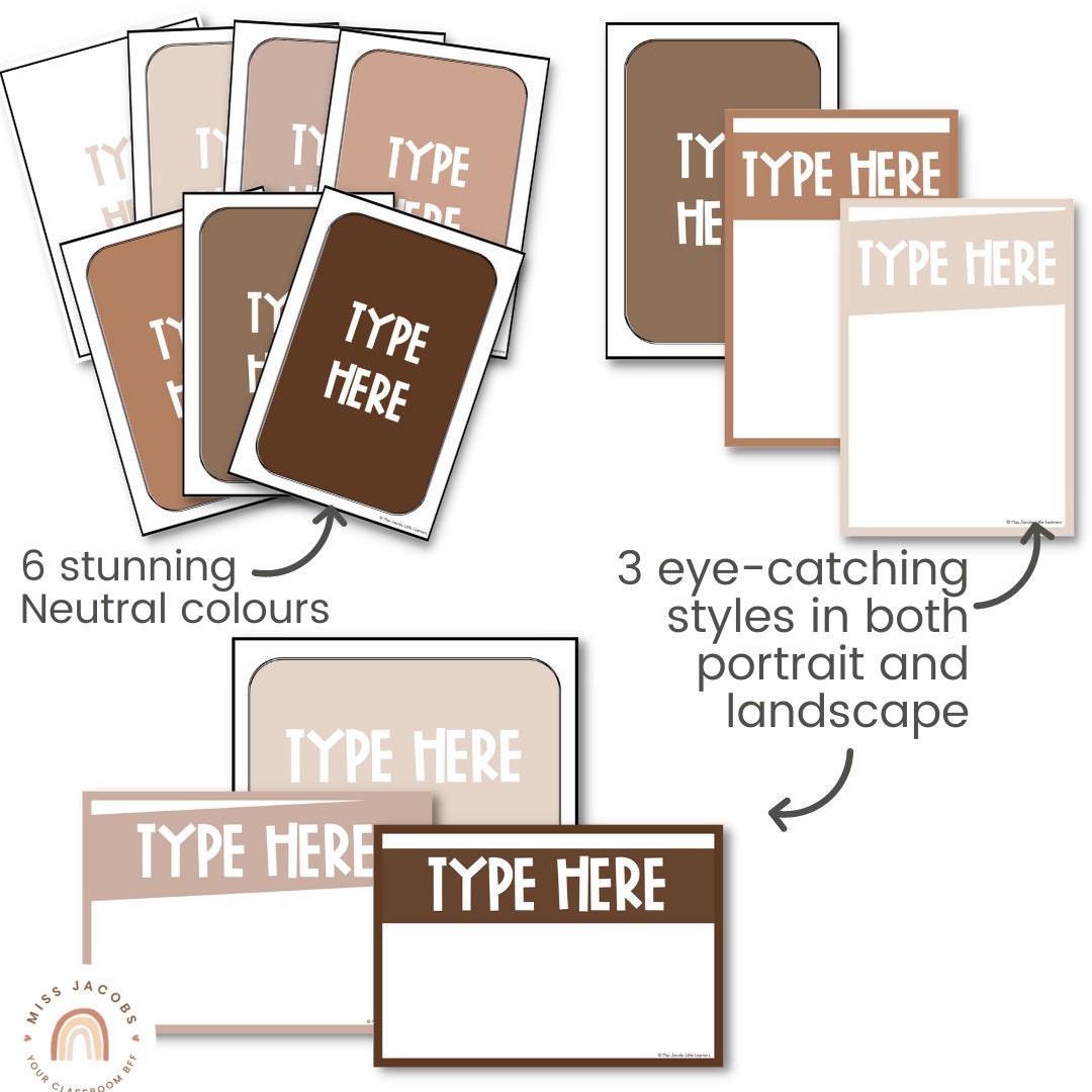 OMBRE NEUTRALS Classroom Decor BUNDLE | Editable Neutral Decor - Etsy