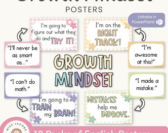 Modern Growth Mindset Display | Daisy Gingham Pastels Classroom Decor ...