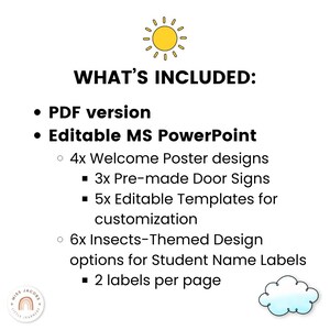 Spring Insect Door Display for Classroom, Editable Welcome Signs + Name ...