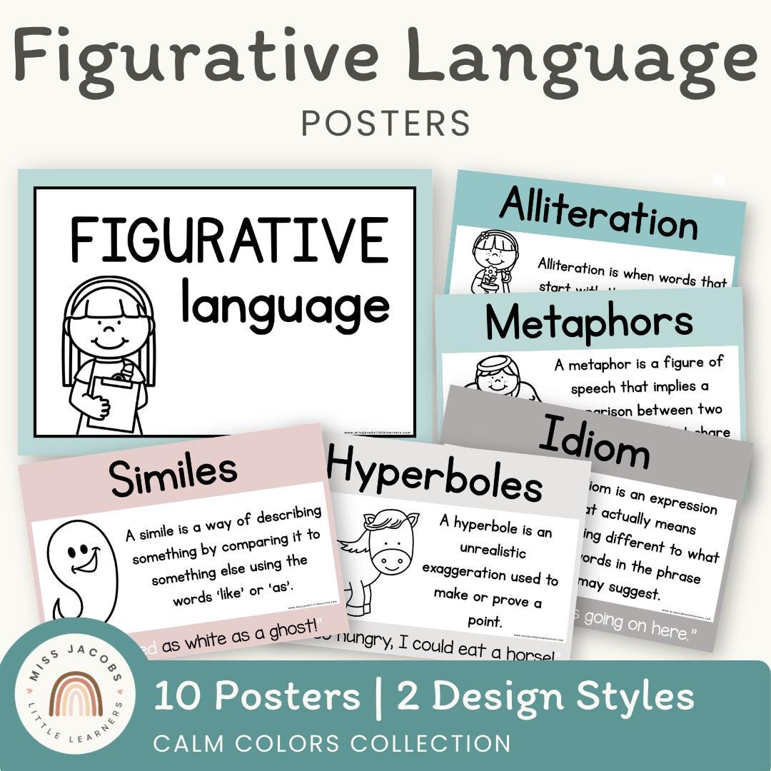 CALM COLORS Figurative Language Posters | English Posters | Modern ...