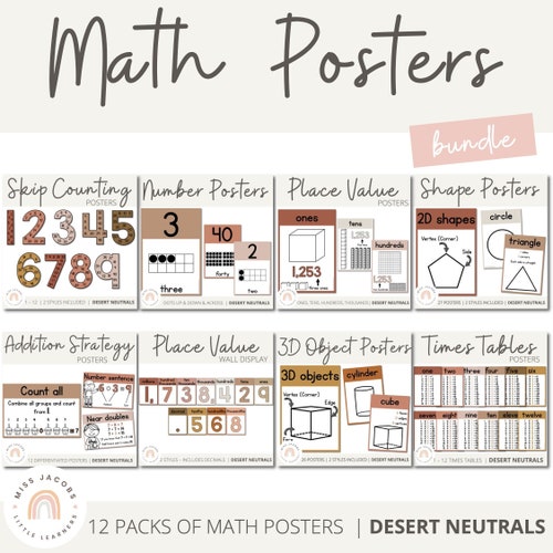Boho Neutral// Secondary Math Posters - Etsy