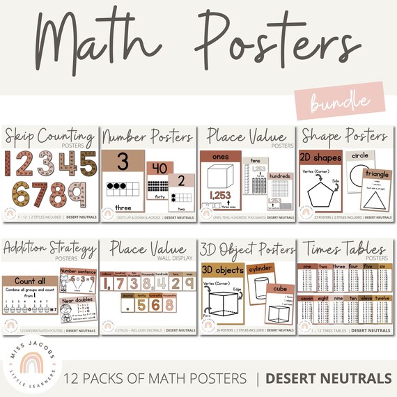 DESERT NEUTRAL Math Posters Bundle Boho Color Palette - Etsy