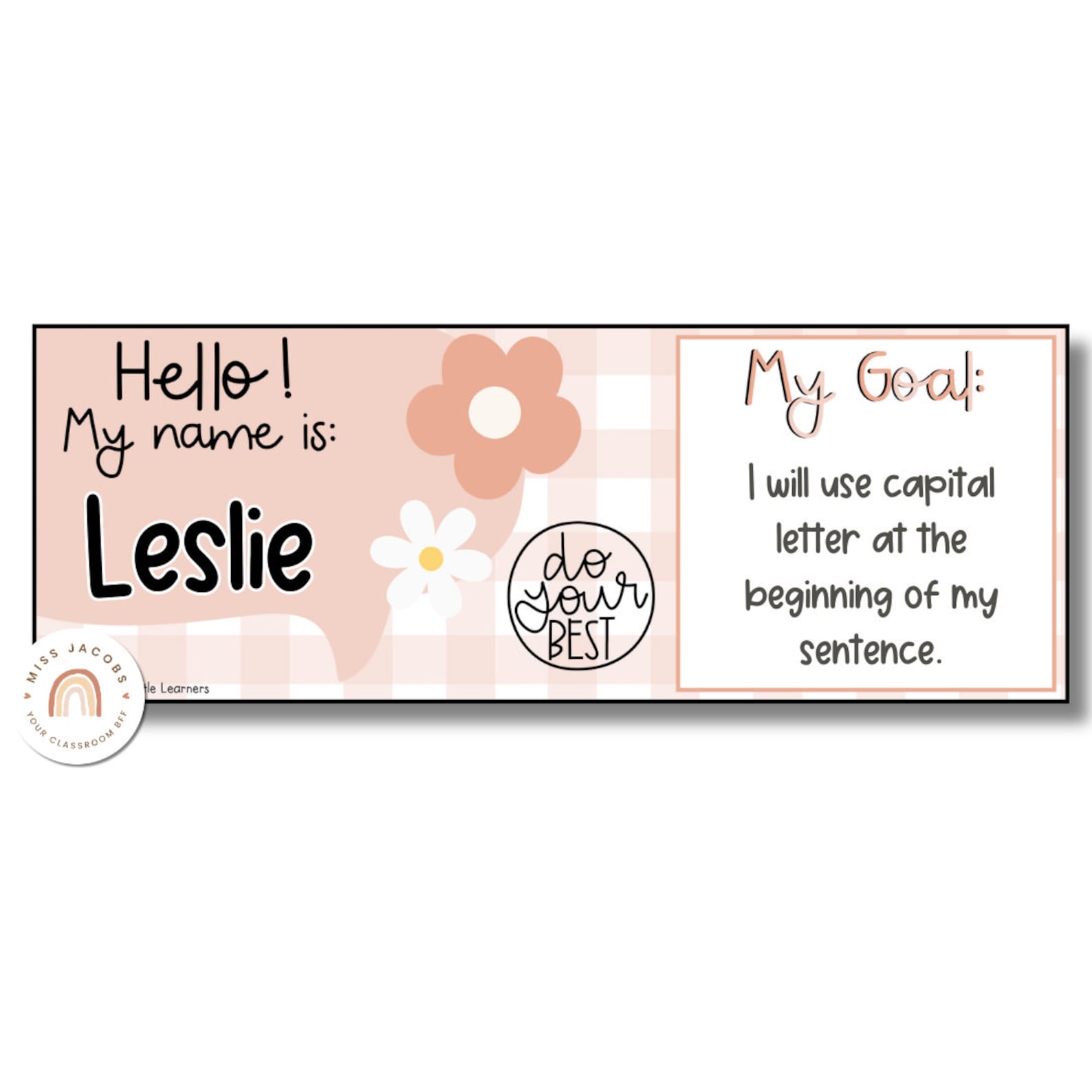 Student Name Tags and Goals Desk Plates | Alphabet and Number Line ...