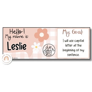 Student Name Tags and Goals Desk Plates | Alphabet and Number Line ...