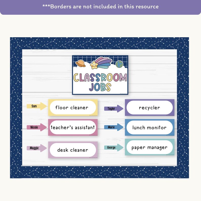 Classroom Job Chart: Dreamy Space Theme Student Helper Jobs List ...