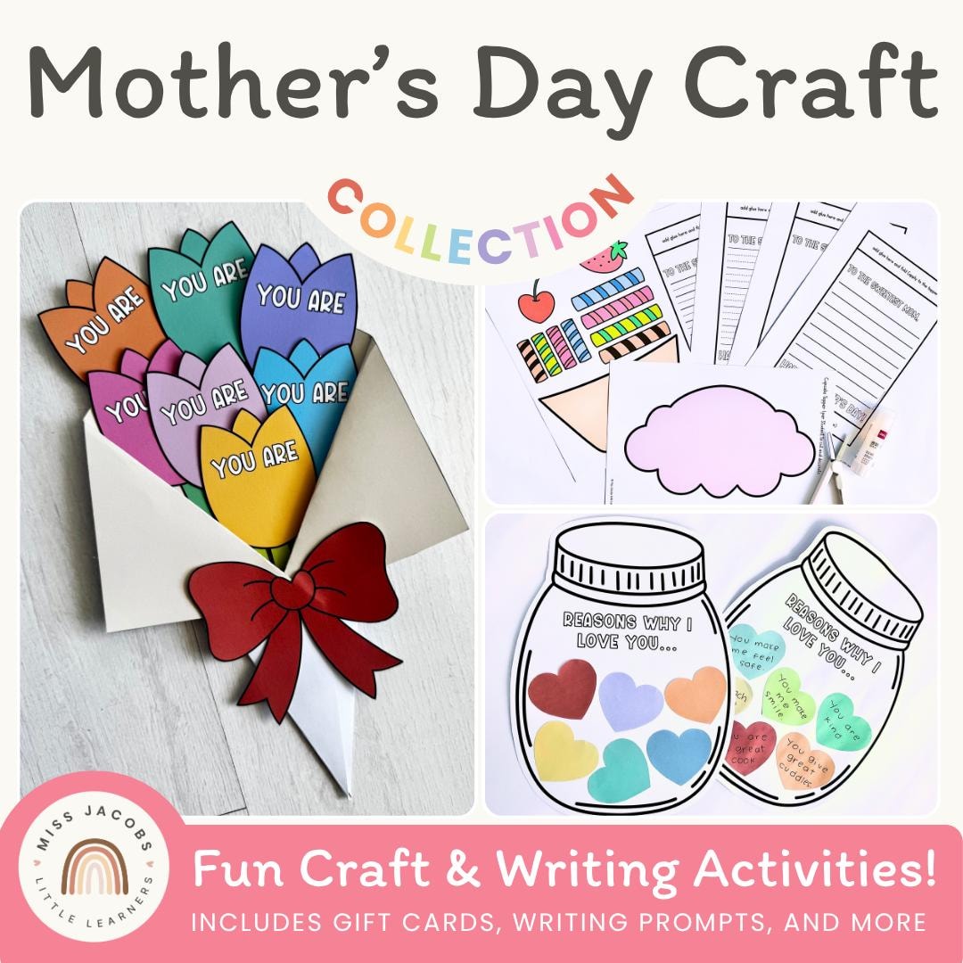 Mother’s Day Craft Bundle, Printable Keepsake Cards & Writing ...