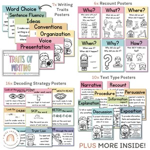 English Posters Bundle | SPOTTY PASTELS | Muted Rainbow Themed ...