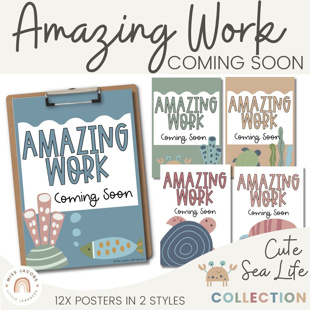 Amazing Work Coming Soon Posters Cute Sea Life Classroom Decor - Etsy