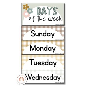 Days and Months Flashcards | Daisy Gingham Neutrals Classroom Decor - Etsy
