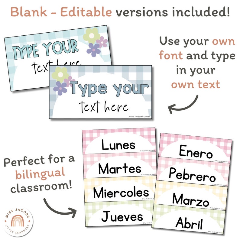 Days and Months Flashcards | Daisy Gingham Pastels Classroom Decor ...