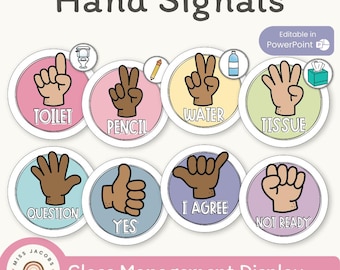 Hand Signals Posters | PASTELS Classroom Decor | EDITABLE - Etsy Australia
