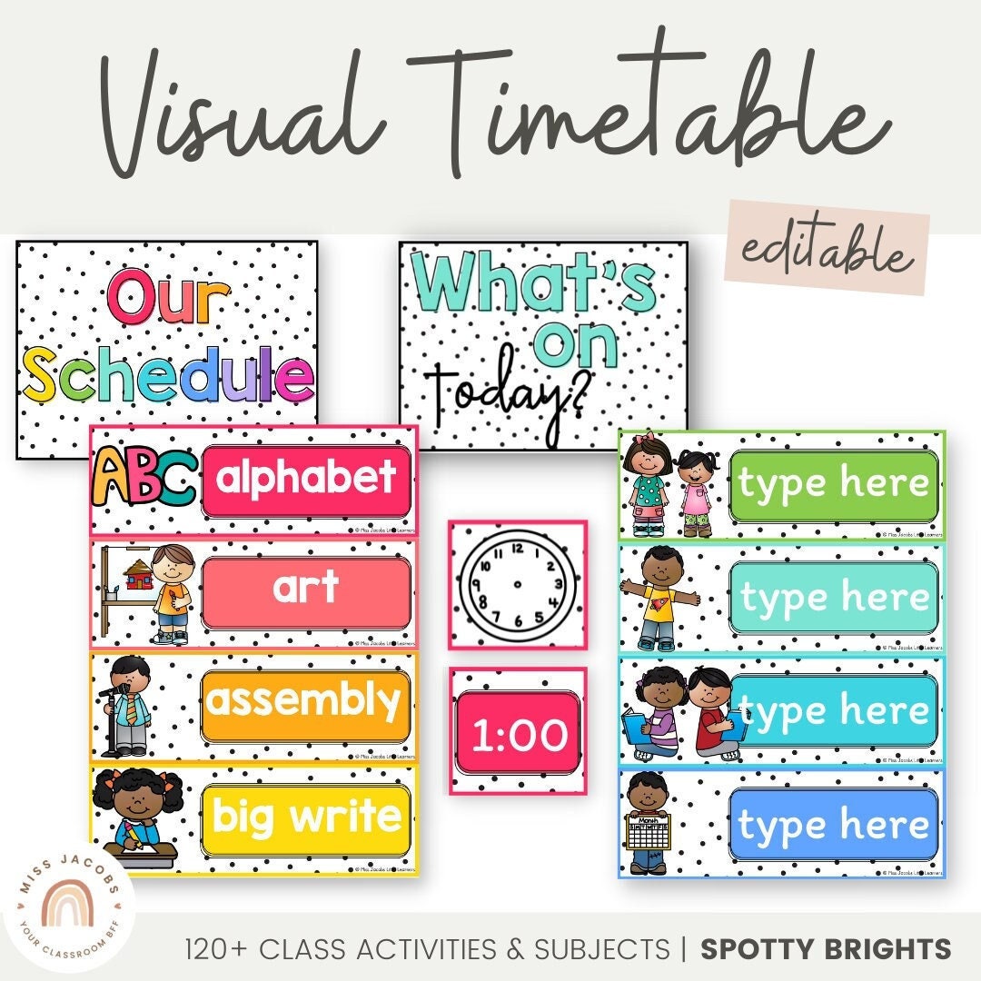 Visual Timetable SPOTTY BRIGHTS Editable - Etsy