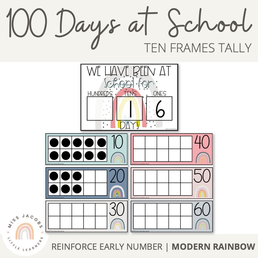 MODERN RAINBOW Days at School Tally Chart | 100 Days at School Display ...