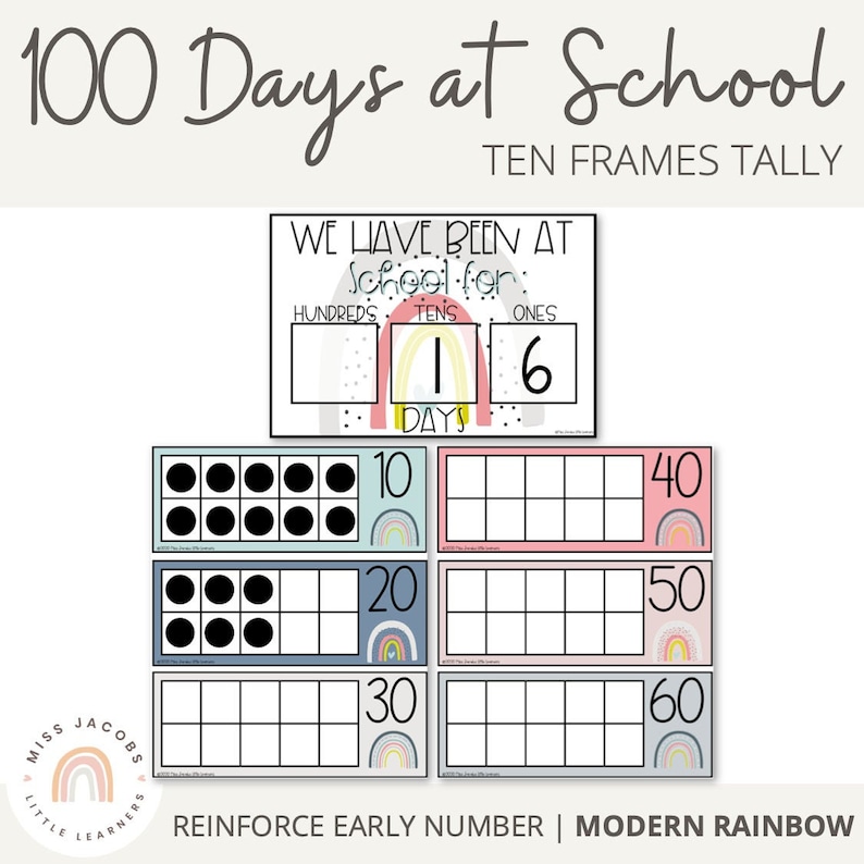 MODERN RAINBOW Days at School Tally Chart 100 Days at School | Etsy