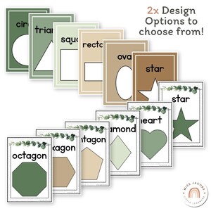 Shape Posters for Kindergarten, Modern Botanical Printable 2D Shapes ...