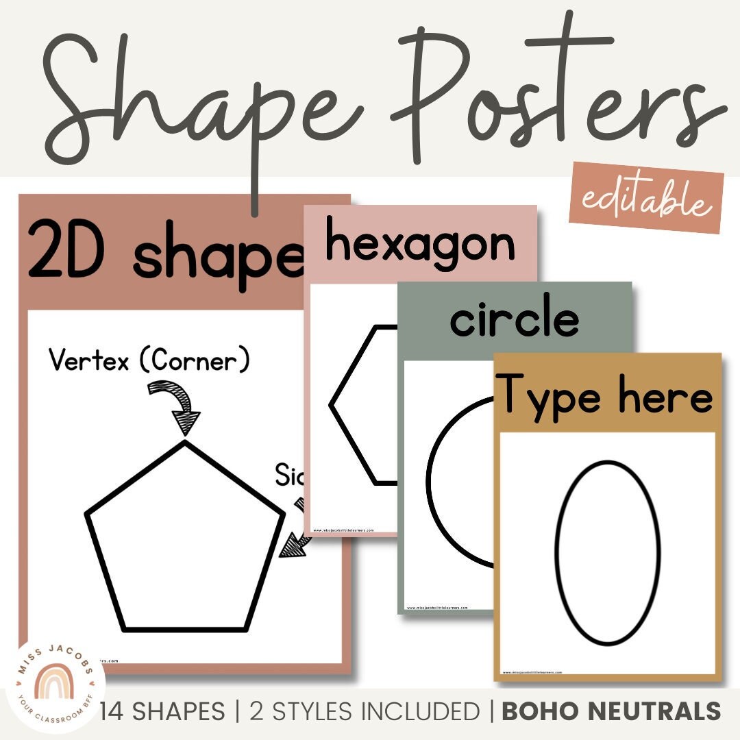 NEUTRAL Shape Posters | Boho Neutral Color Palette | Neutral Classroom ...