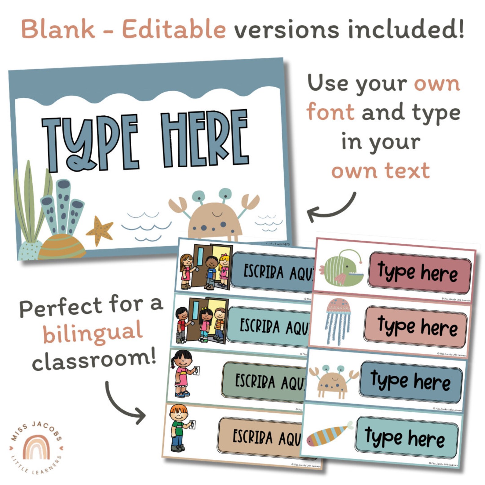 Classroom Jobs Display | Cute Sea Life Classroom Decor | Editable - Etsy
