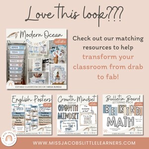 Modern Ocean Growth Mindset Display Ocean Animals Classroom Decor ...