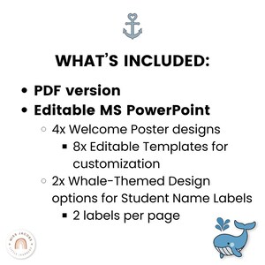 Whale Door Display, Ocean Theme Welcome Signs & Name Labels, Editable ...