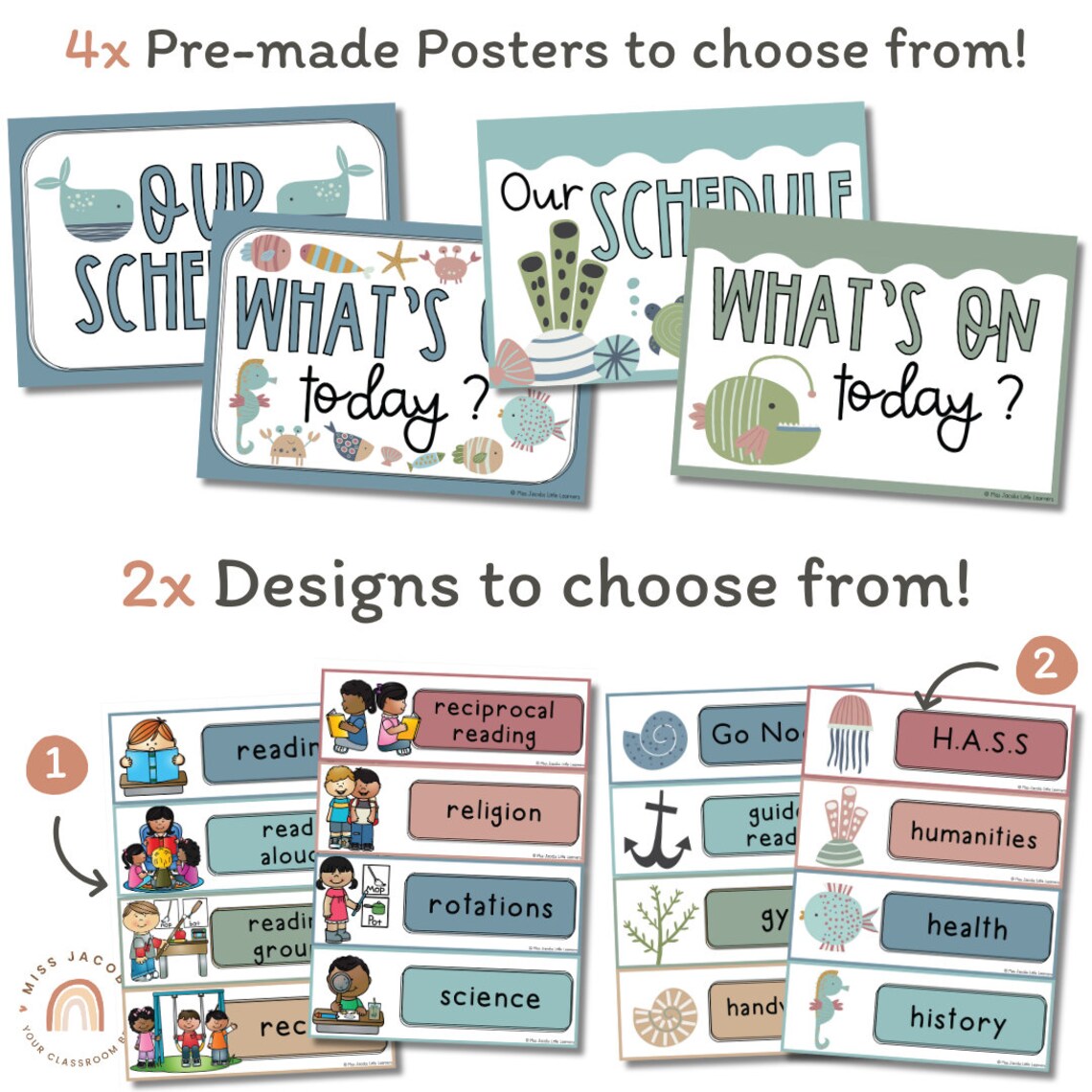 Cute Sea Life Visual Schedule, Editable Classroom Routine Chart, Ocean ...