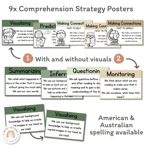 Reading Comprehension Strategies Posters, Neutral Palette Printable ...