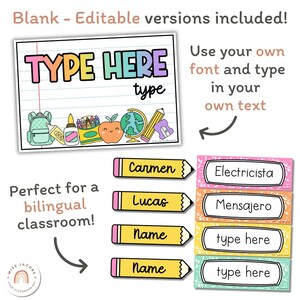 Cutesy Classroom Job Chart Composition Book Theme, Editable Class Job ...