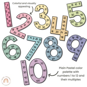 Skip Counting Large Number Line Display Daisy Gingham Pastels Math ...